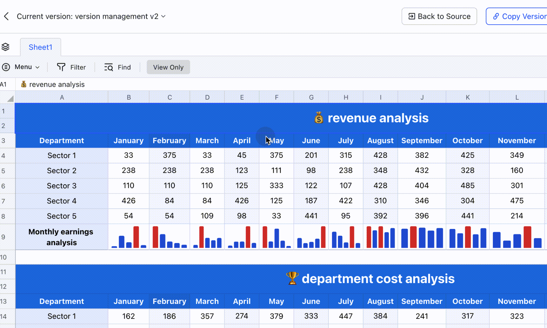 Use version management in Sheets