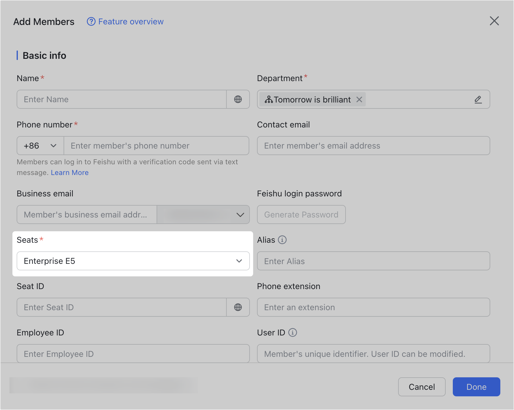 Admin | Assign seats when adding members