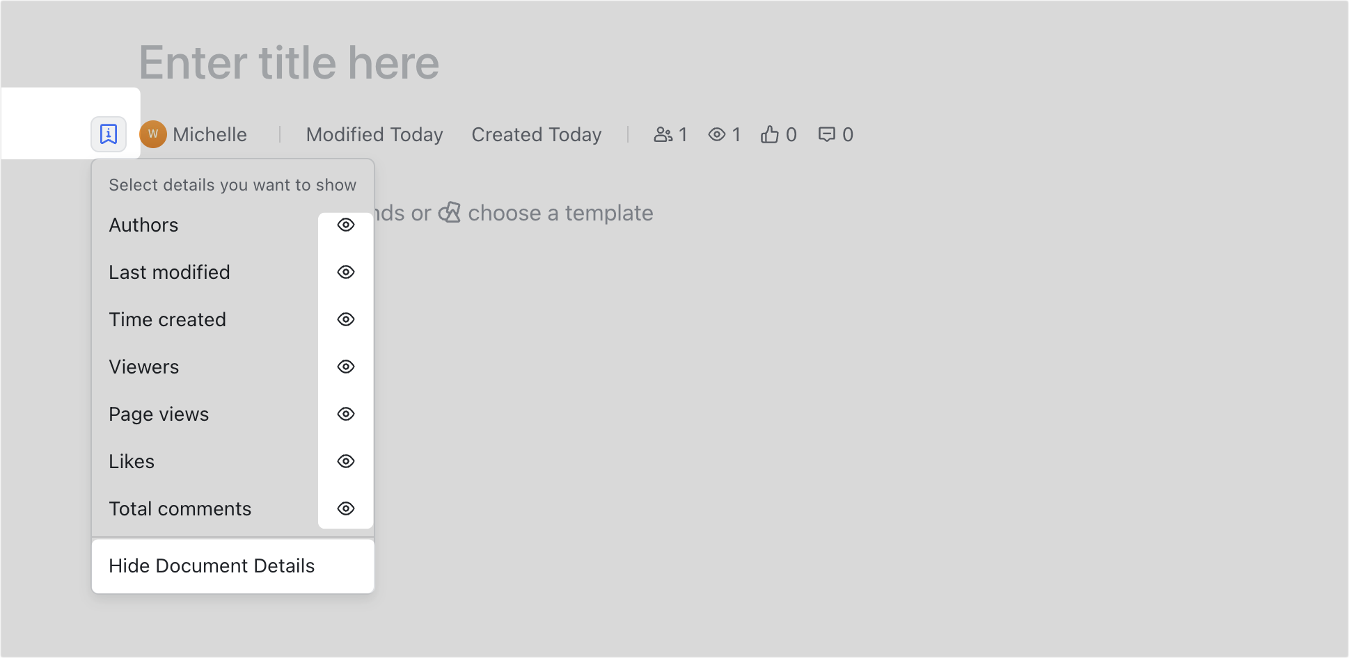 Show document details in Docs