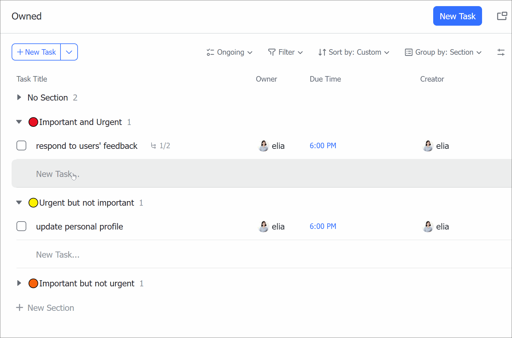 Use the multi-function toolbar in Tasks