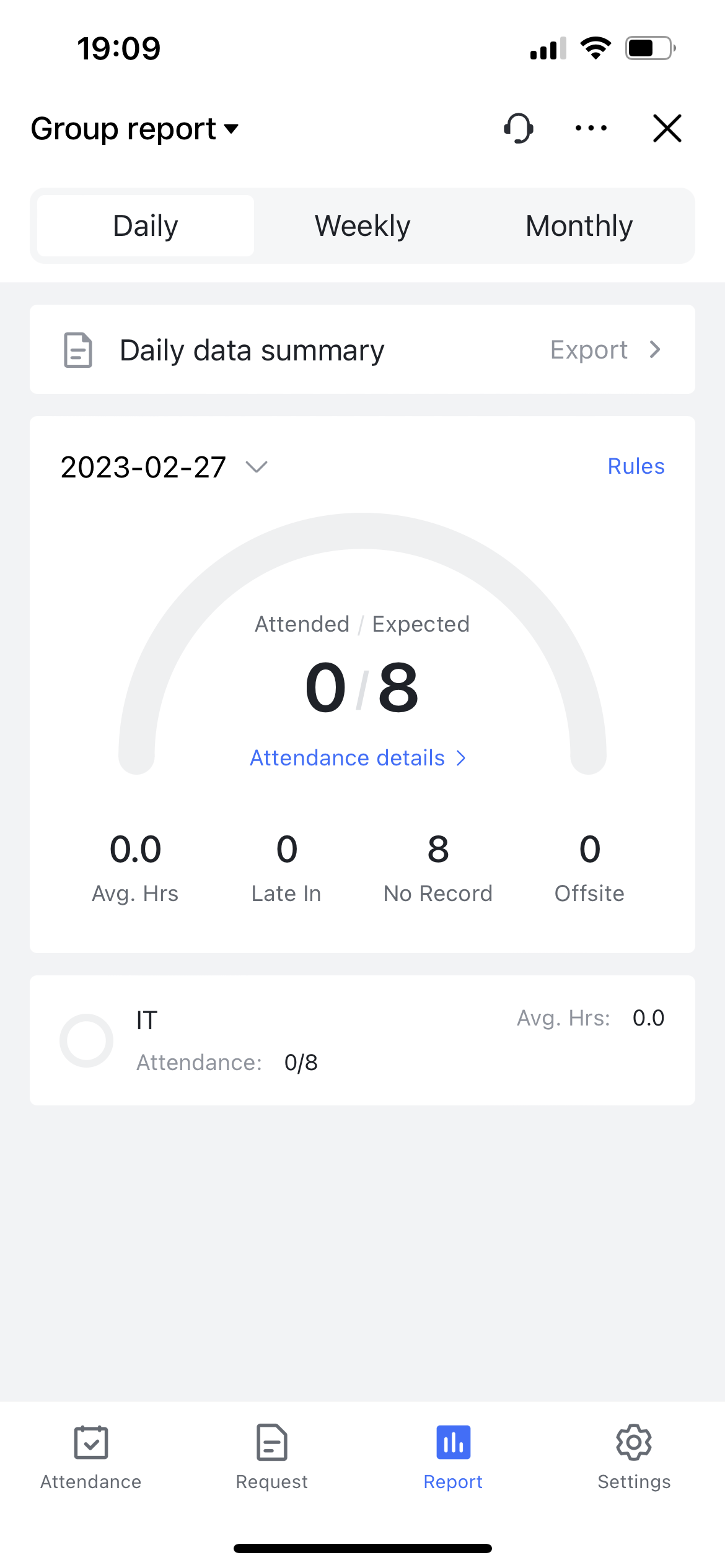 Admin | View team attendance data on mobile