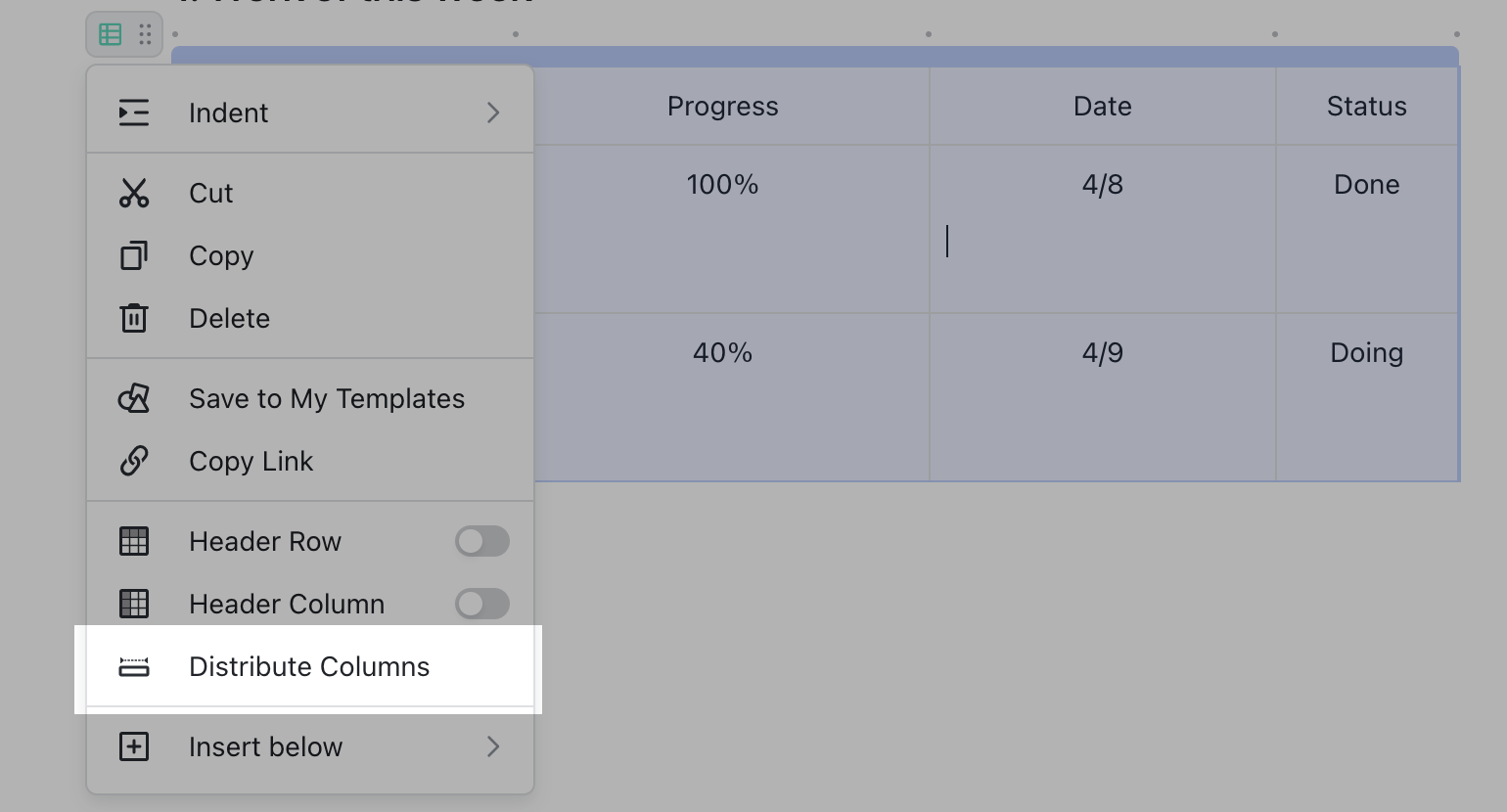 Edit tables in Docs Edit tables in Docs
