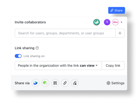 Share Docs and invite collaborators