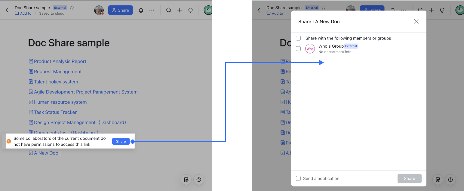 Share Docs and invite collaborators