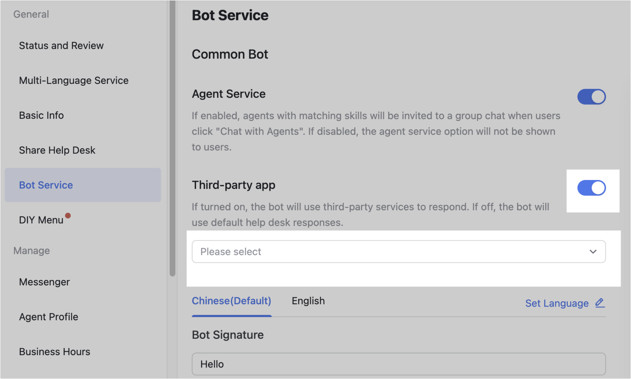 Set up the Help Desk bot