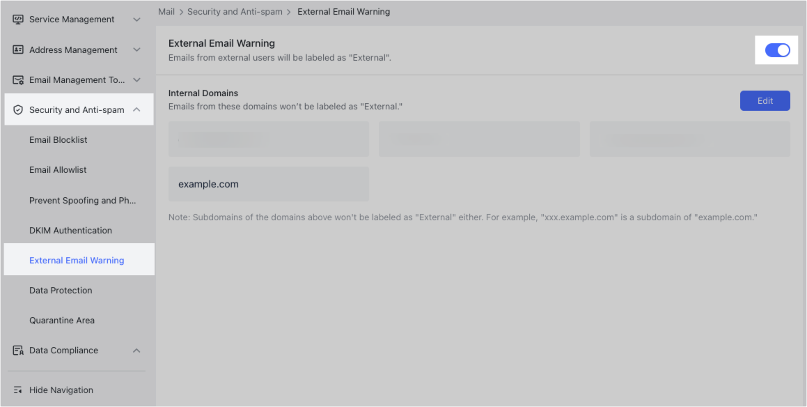 Admin | Add a label to emails sent from external contacts
