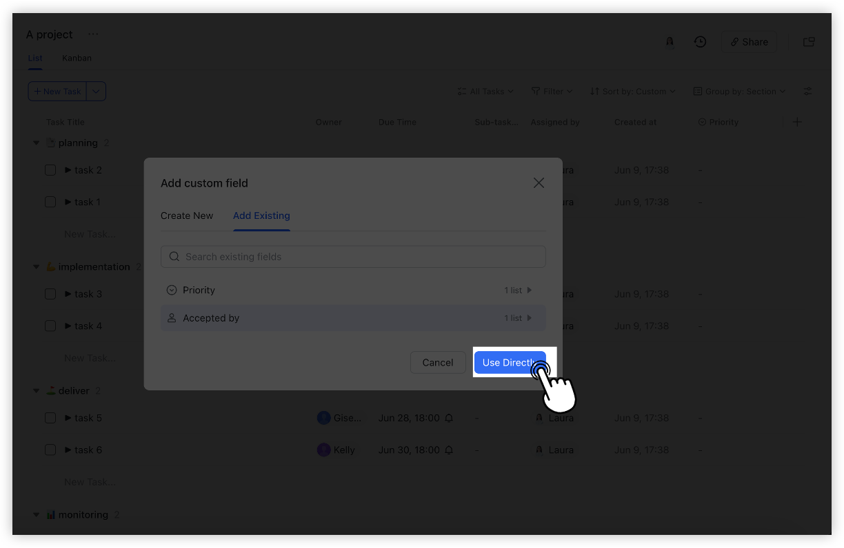 Use custom fields in Task List