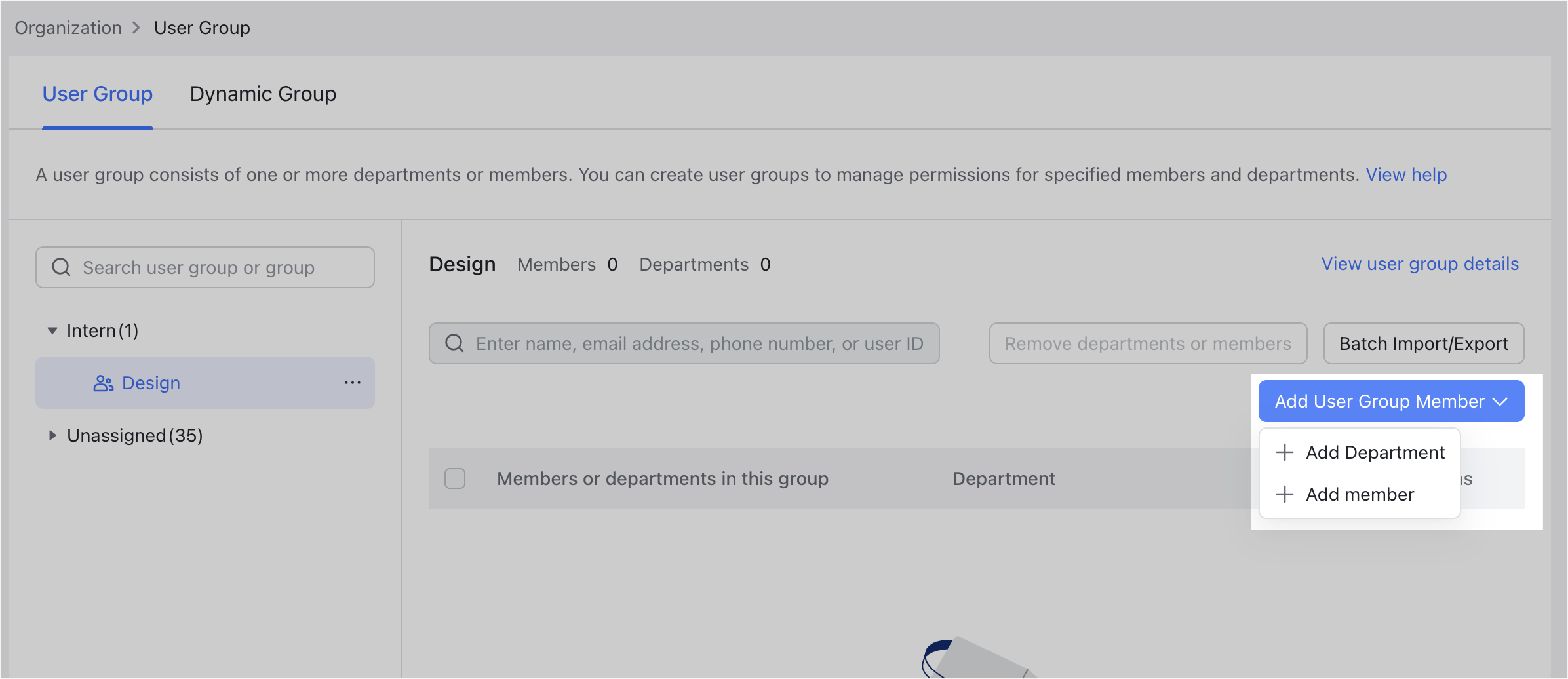 Admin | Manage user groups