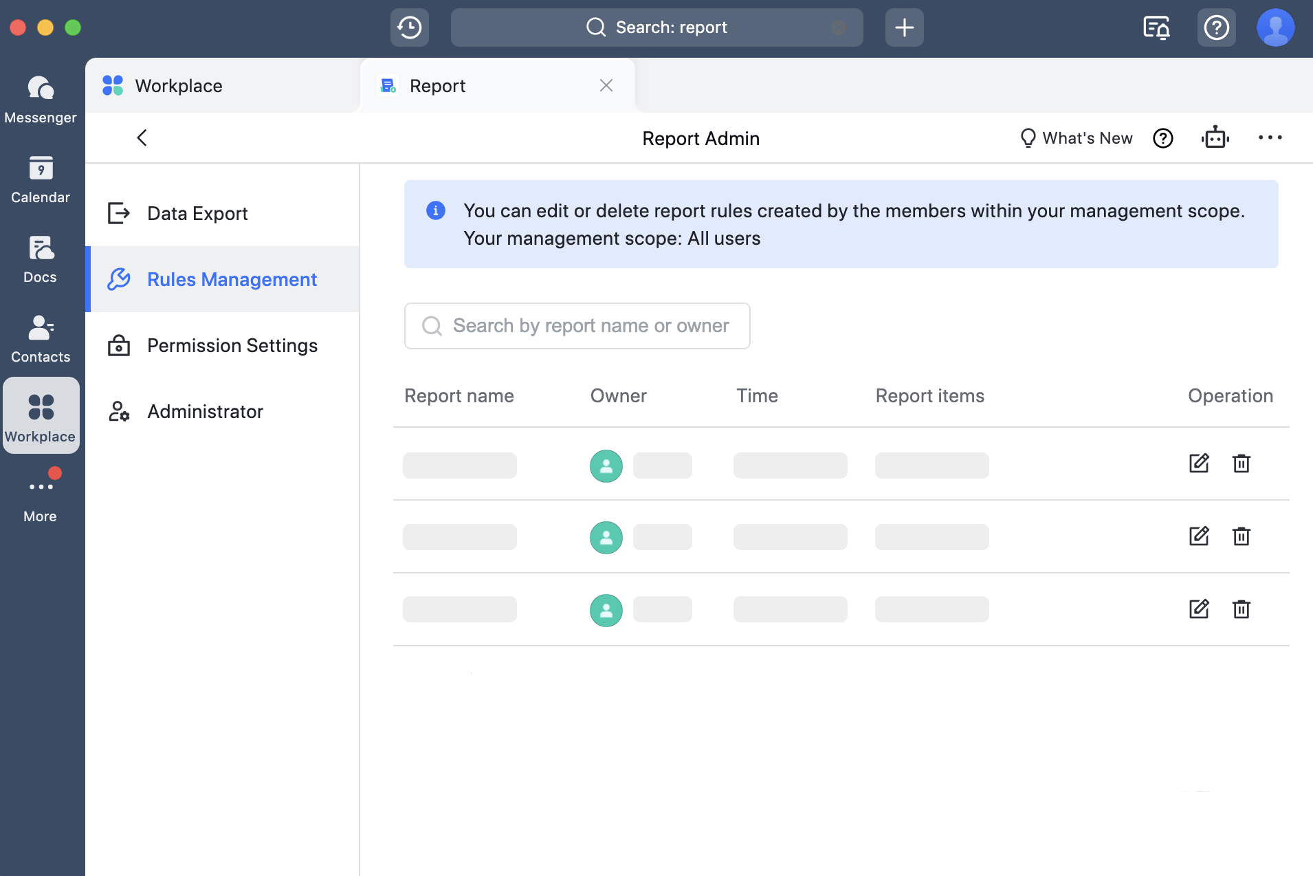 Use Report Admin in Report