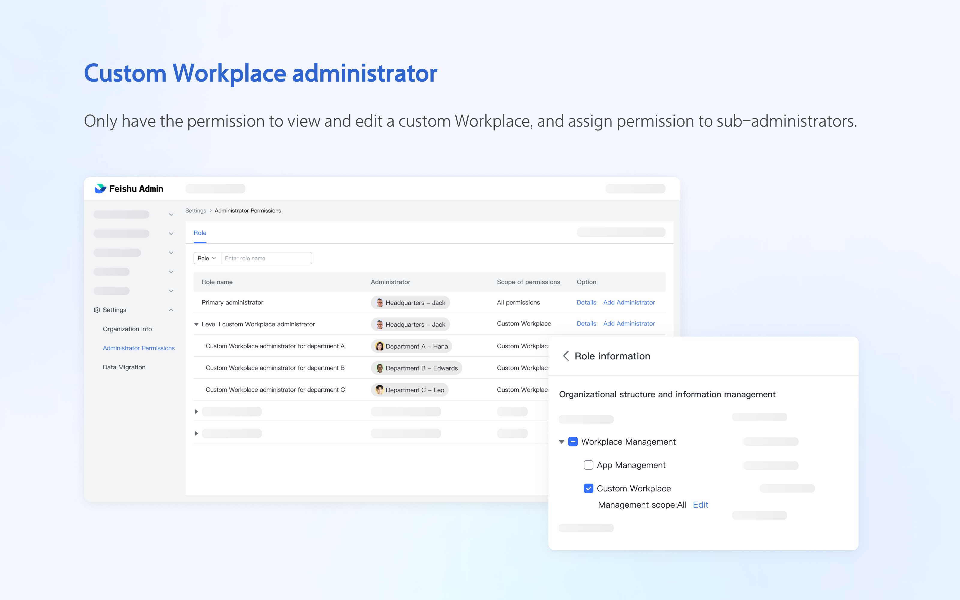 Set Custom Workplace management permissions