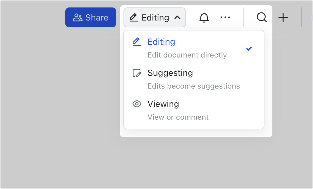 Switch to view mode in Docs