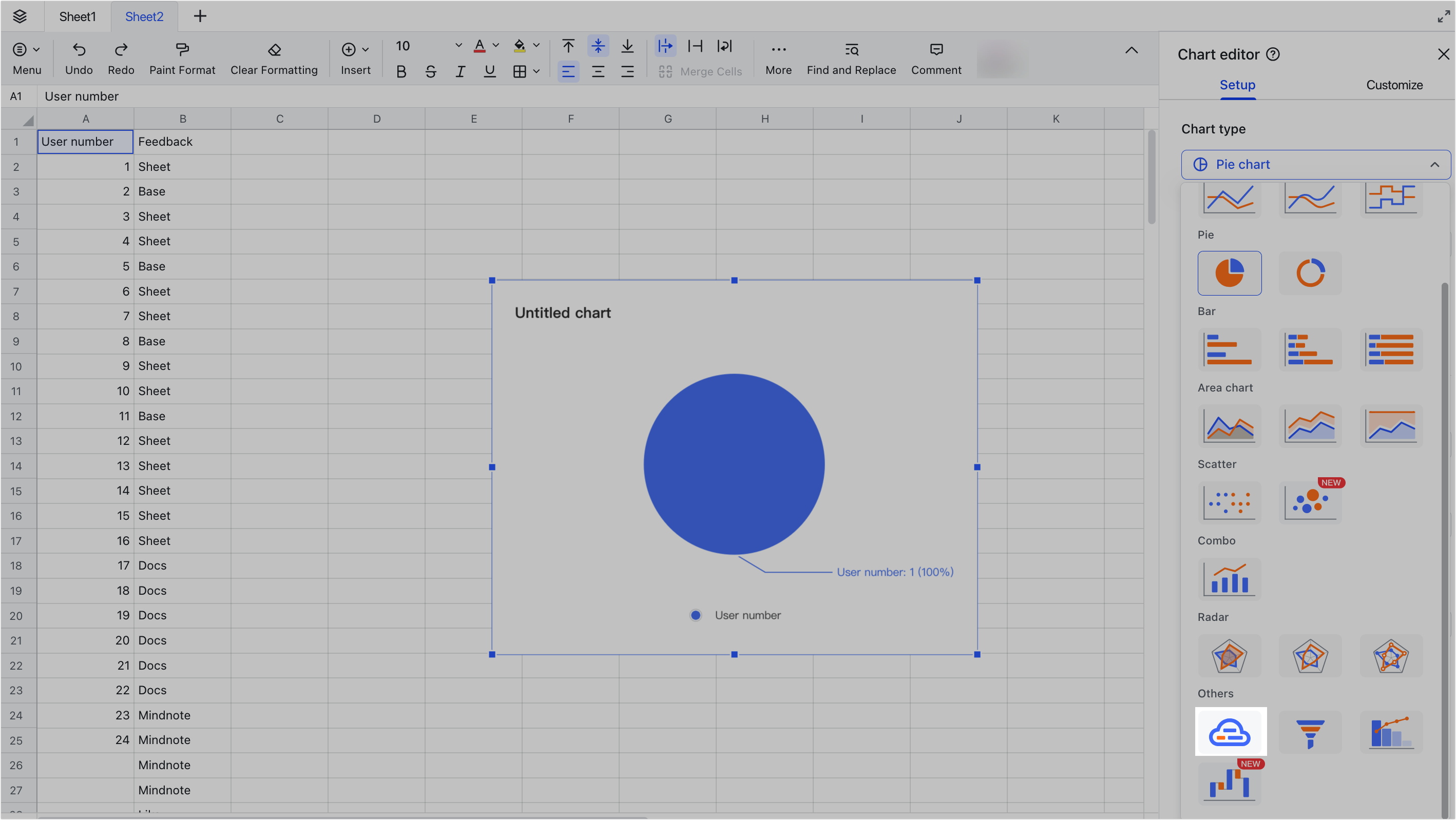 Use word clouds in Sheets