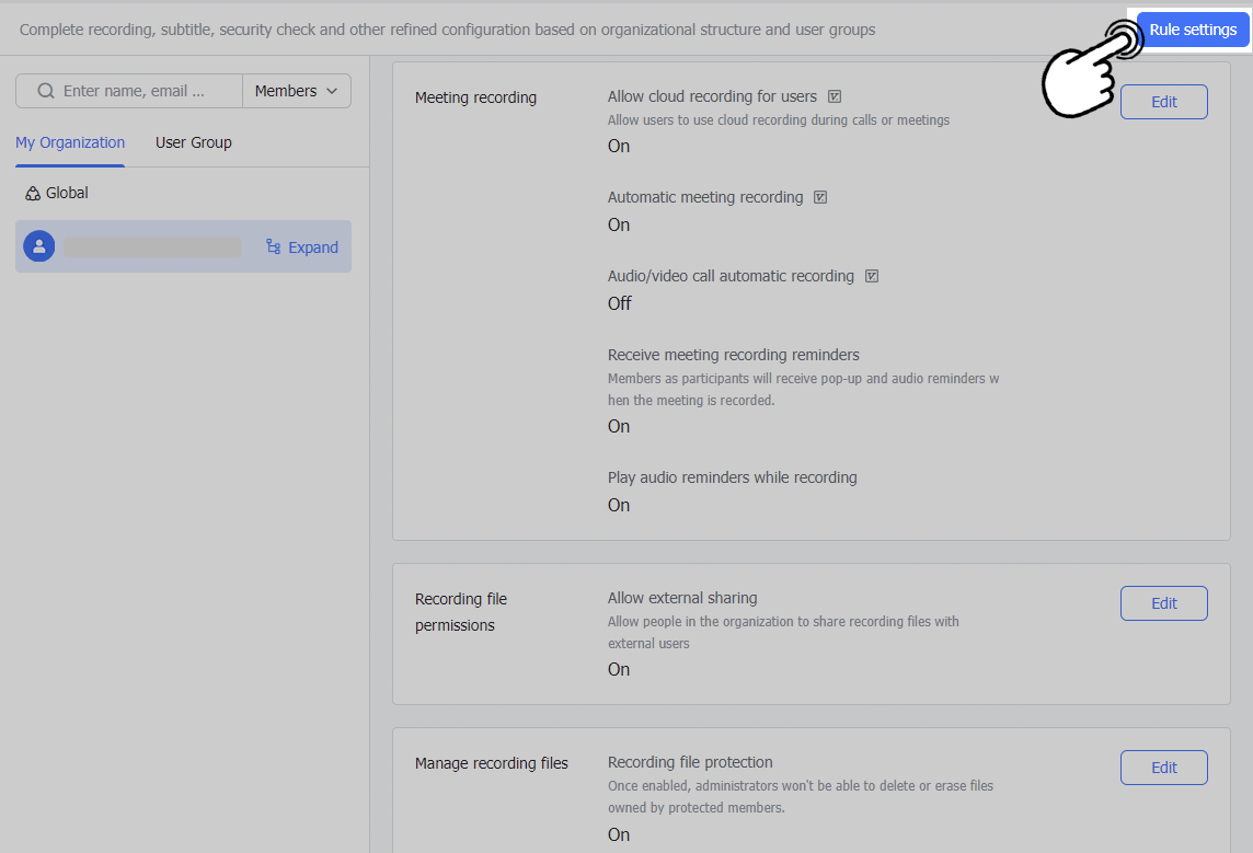 Admin | Configure meeting settings
