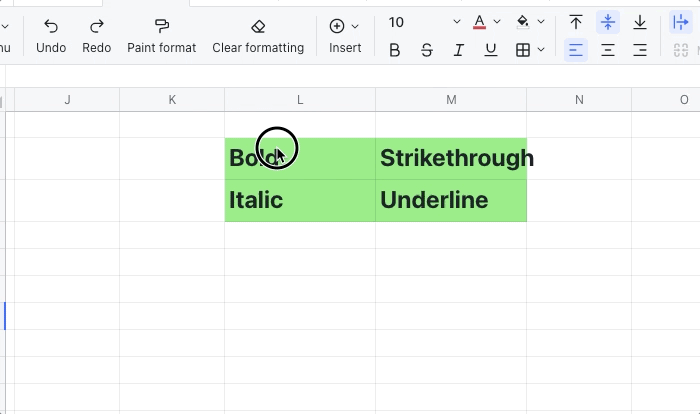 Modify font and cell formatting in Sheets