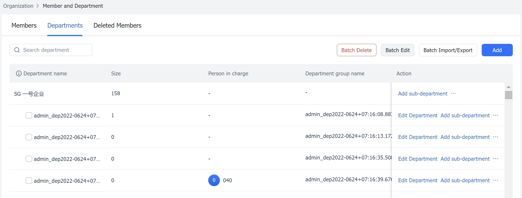 Admin | Create departments and department groups