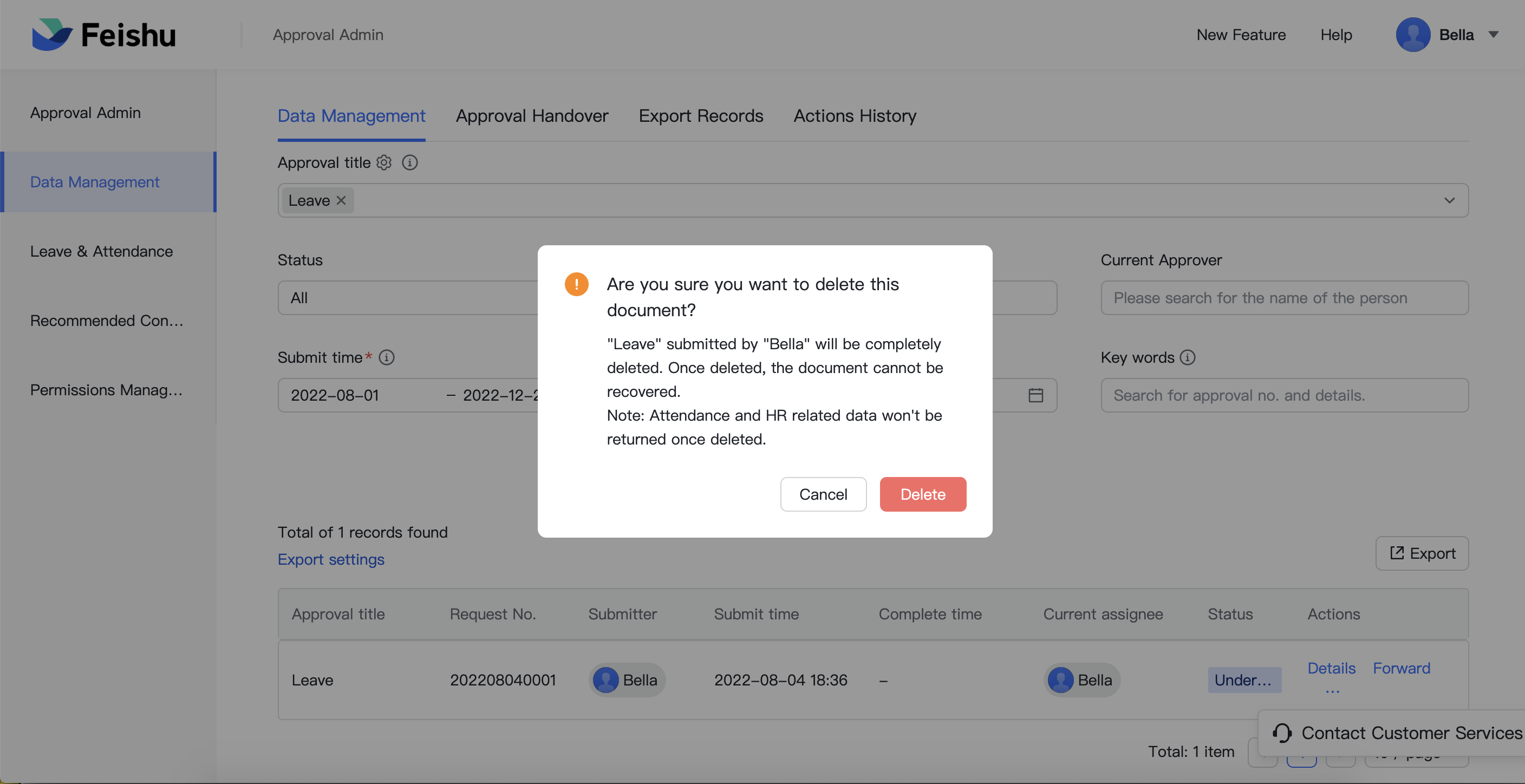 Admin | Review, forward, and delete approval requests