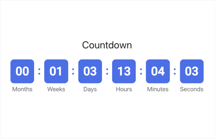 Use countdown blocks in dashboards