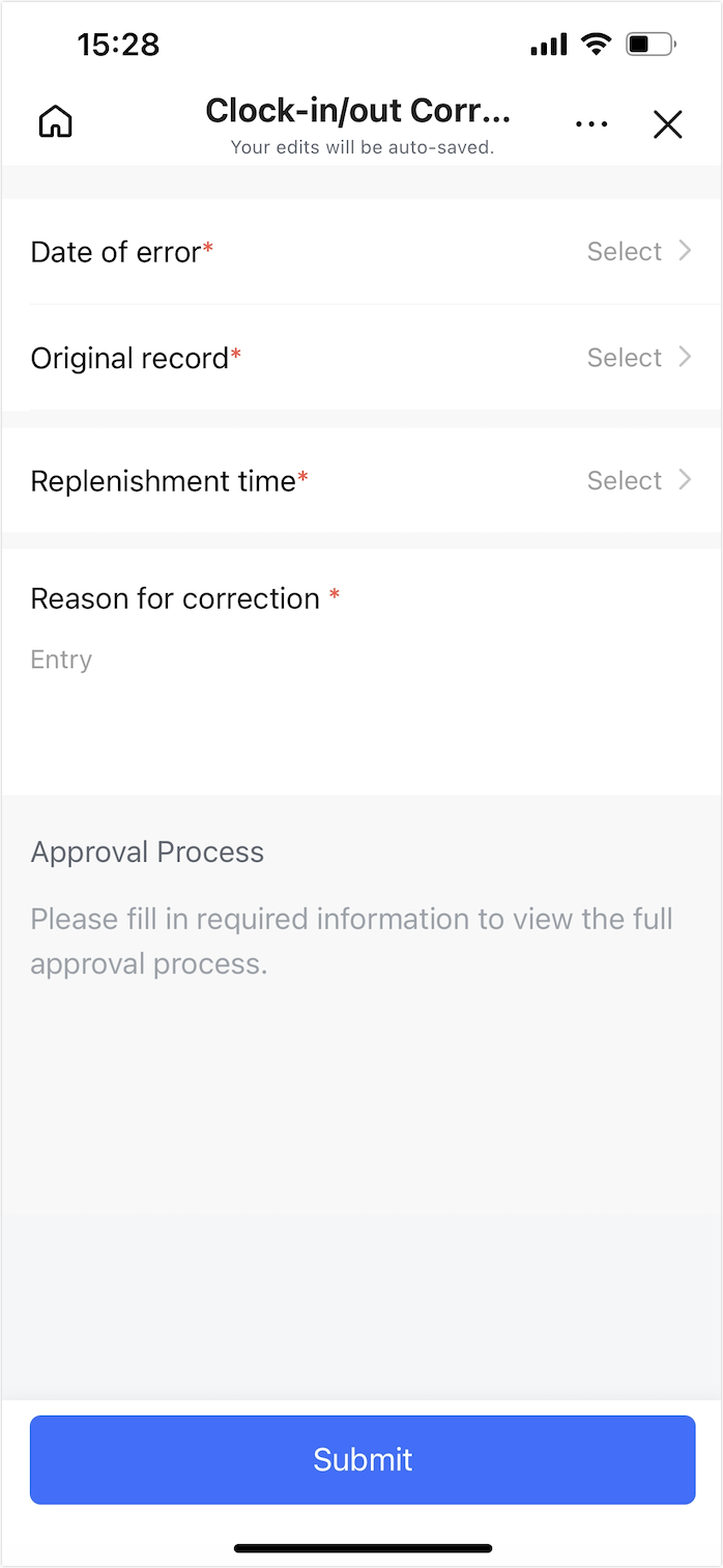 Submit an Attendance correction request