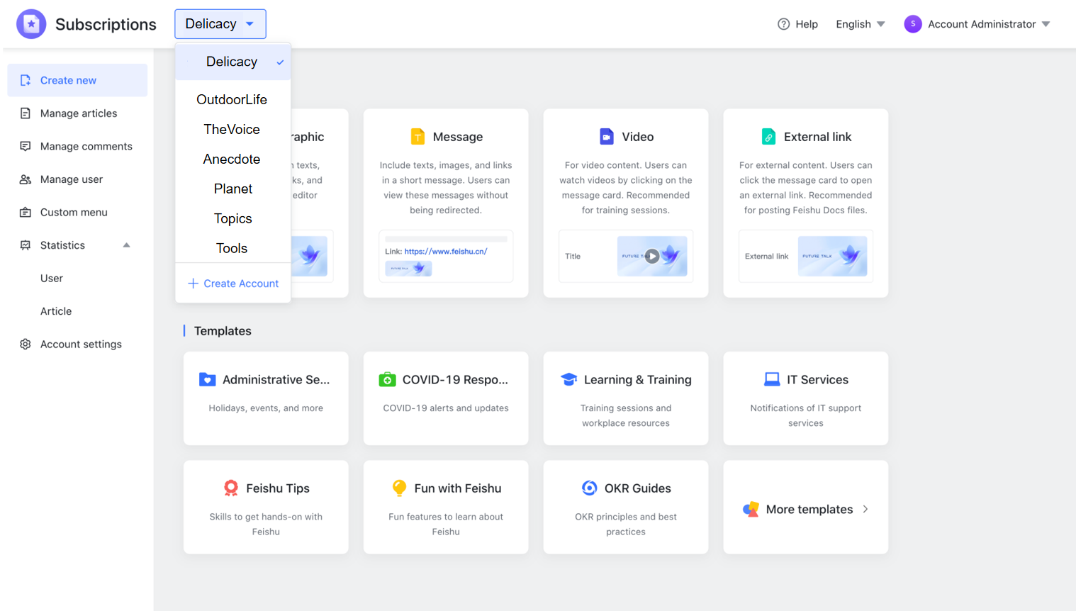 Access Subscriptions account admin
