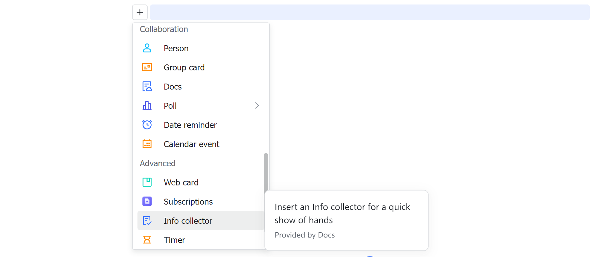 Insert info collectors in Docs