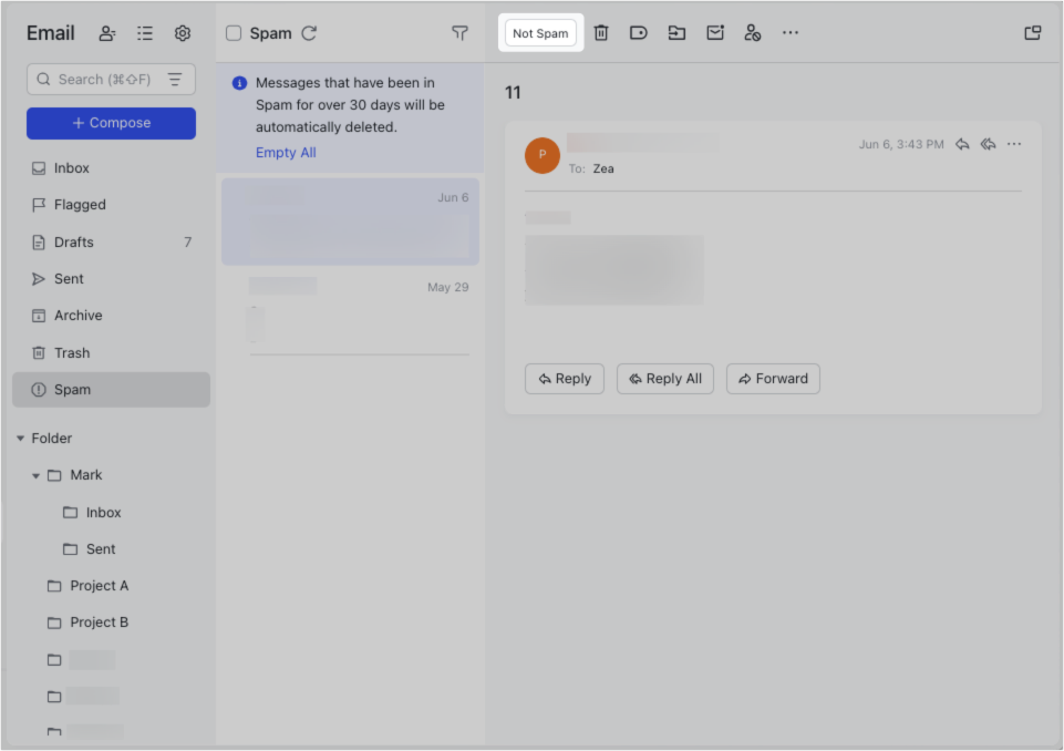 Mark and unmark emails as spam
