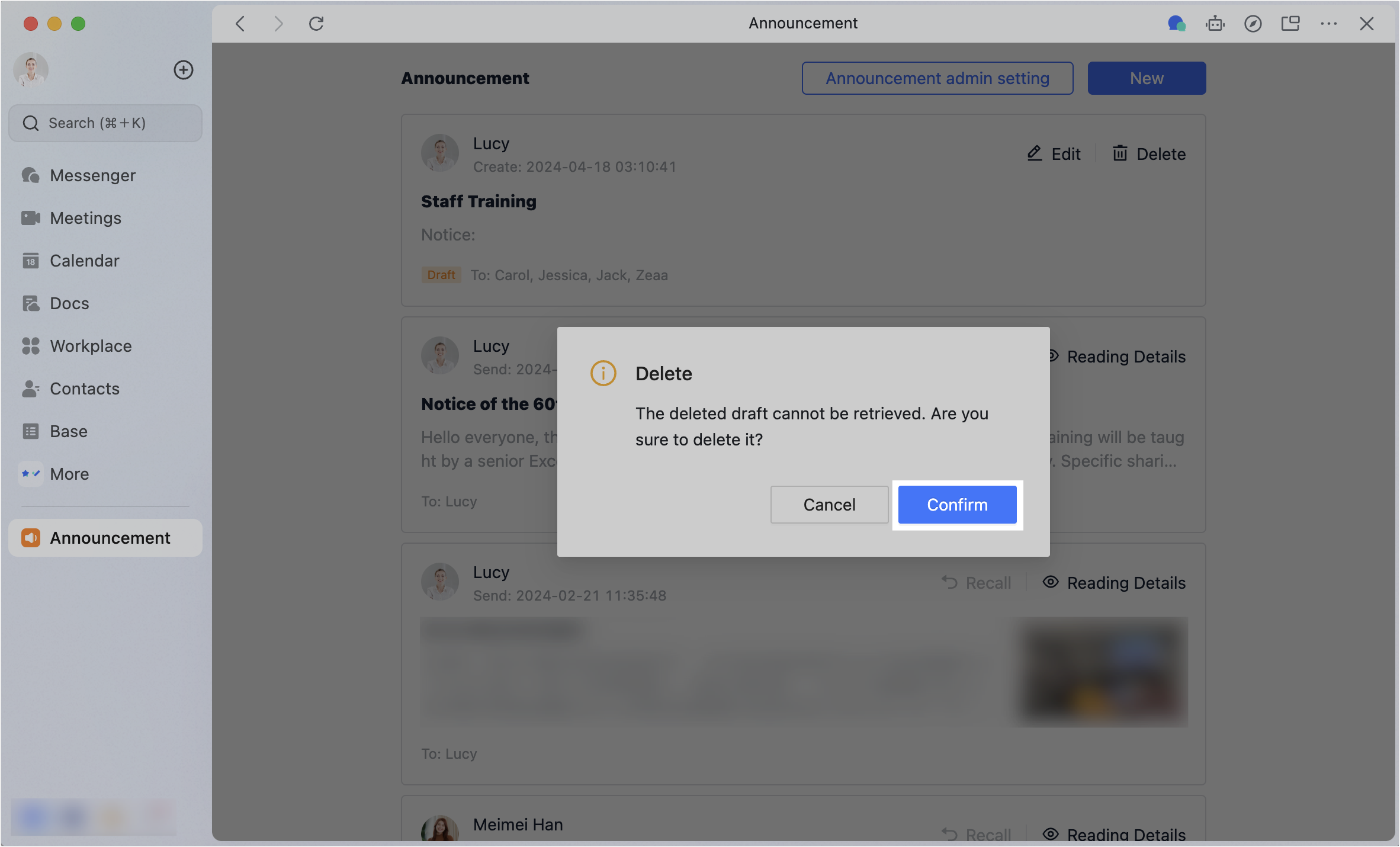 Use the Announcement app