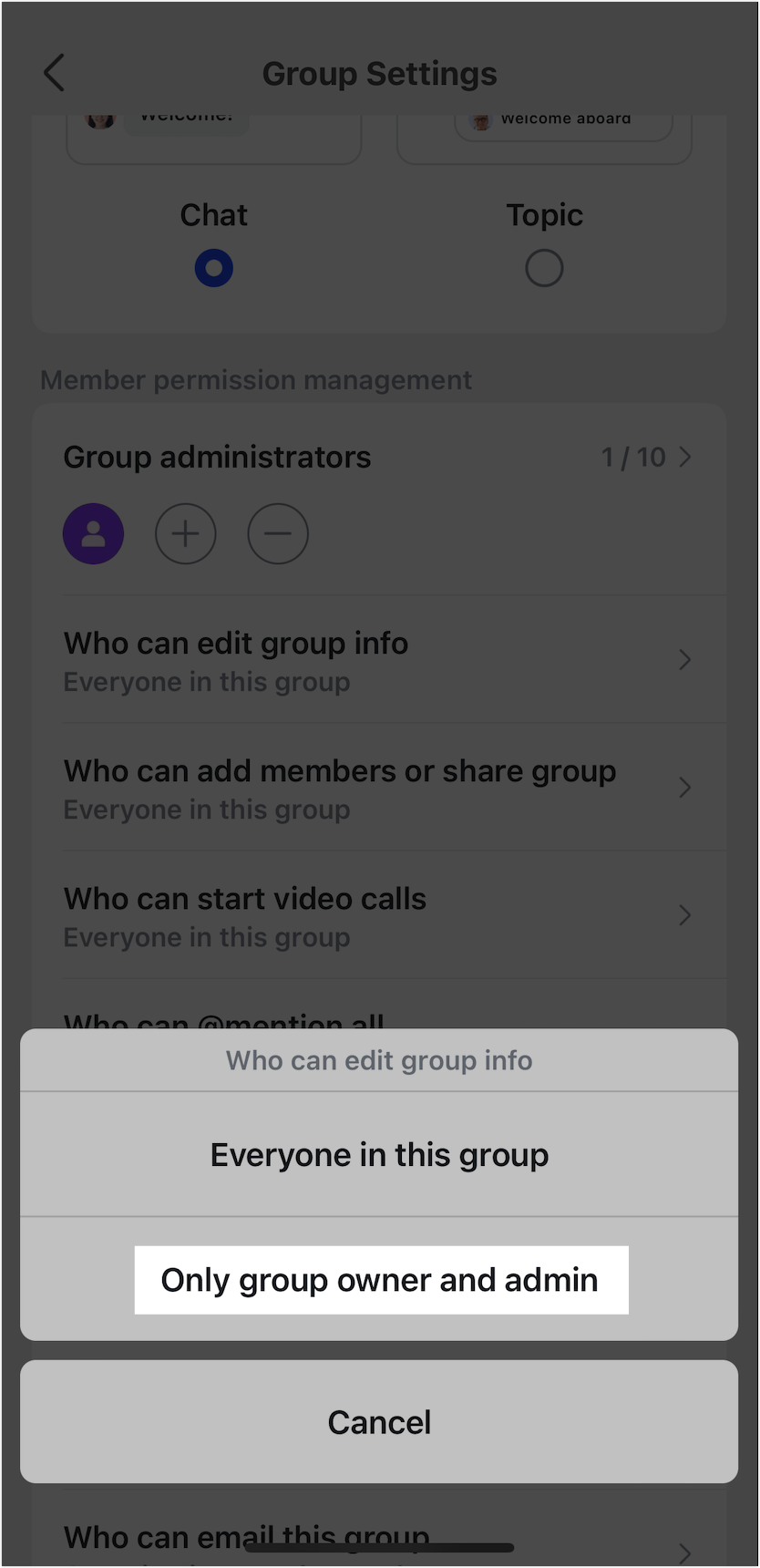 Manage group administrators