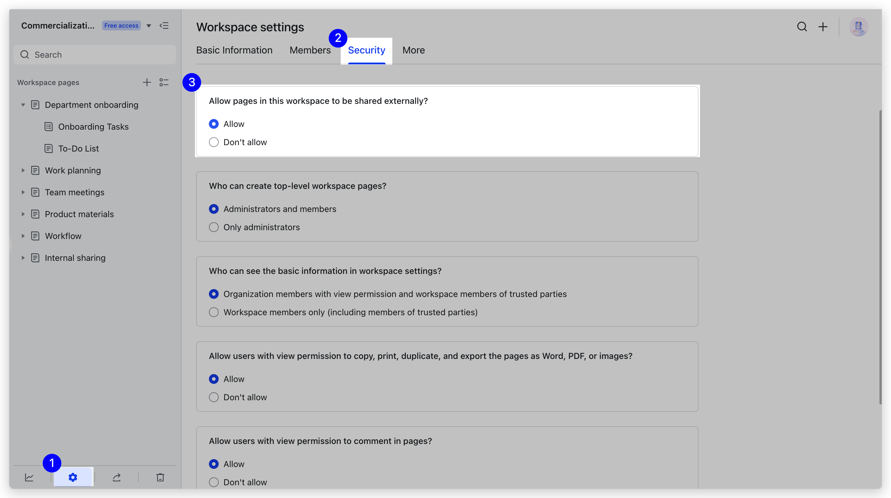 Share an entire workspace externally