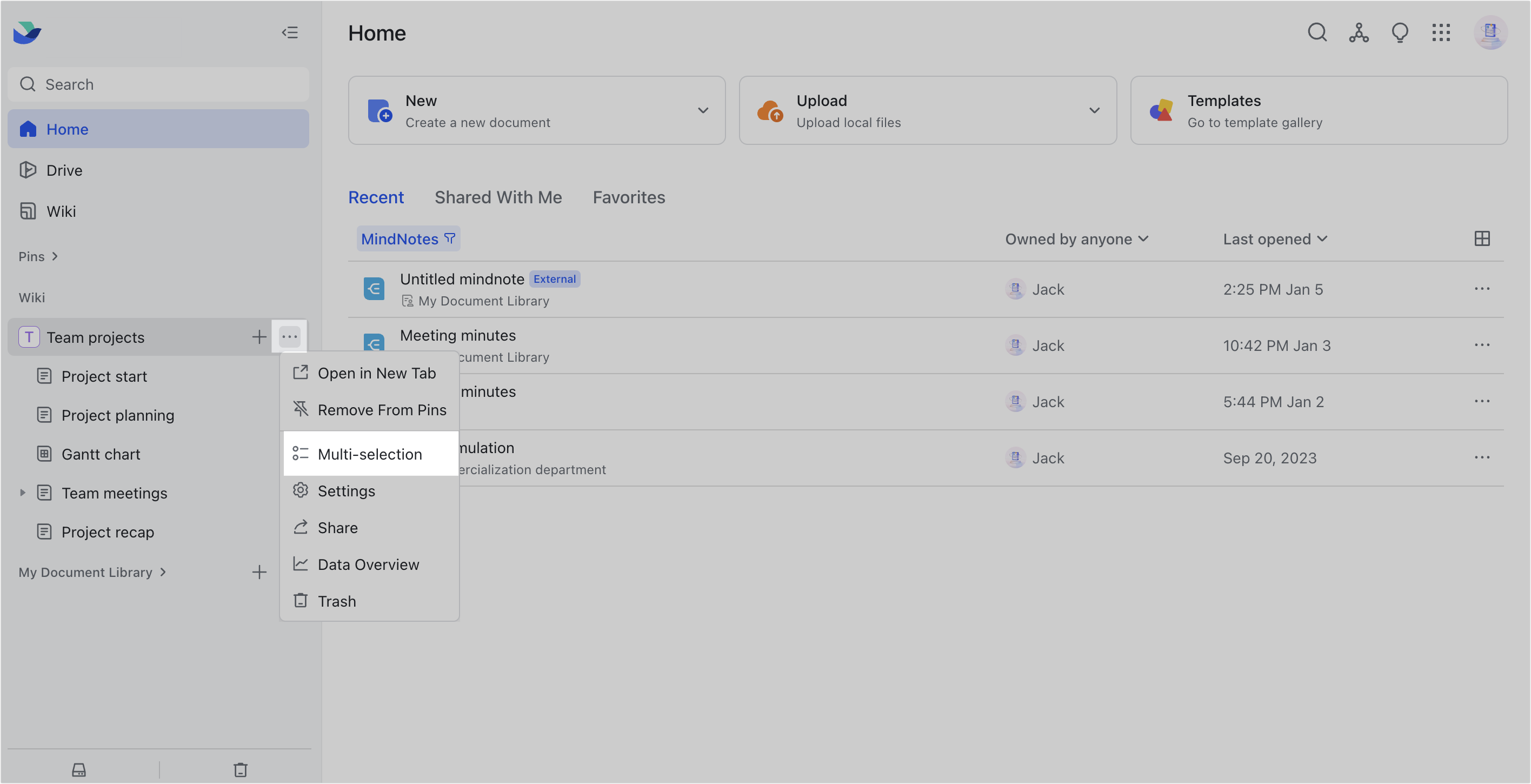 Batch actions for wiki space pages