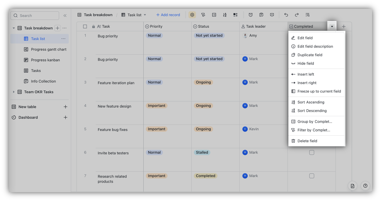 Use checkbox fields in Base