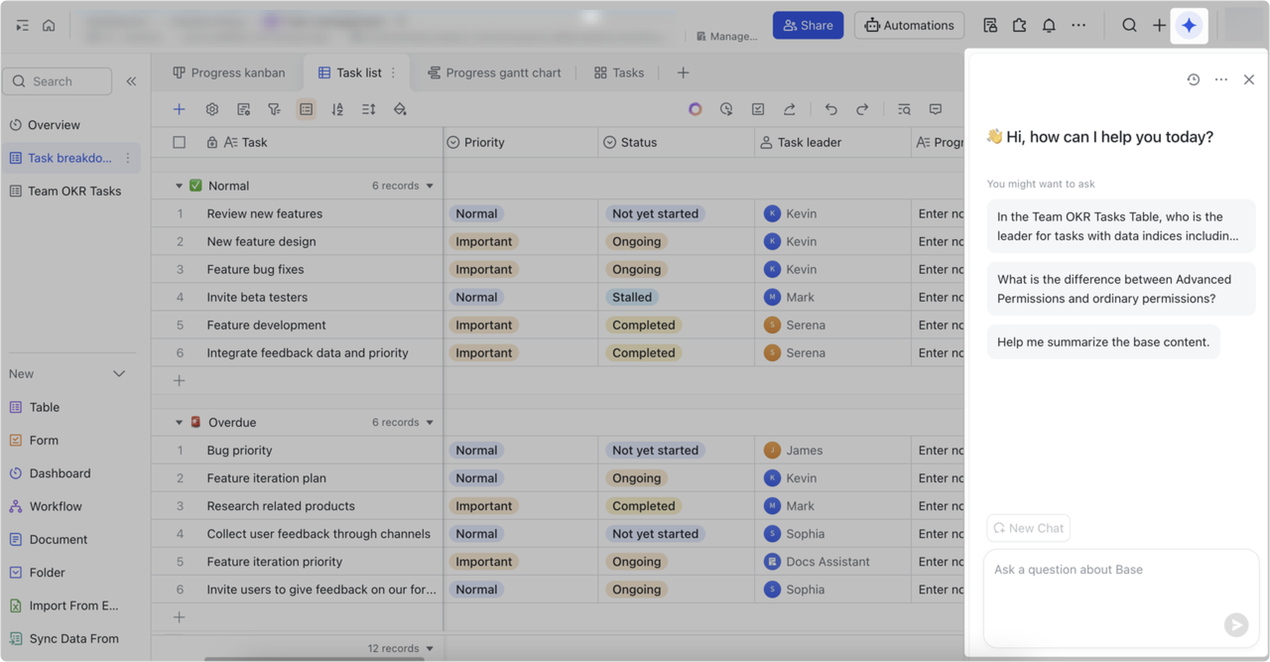 New features for Base