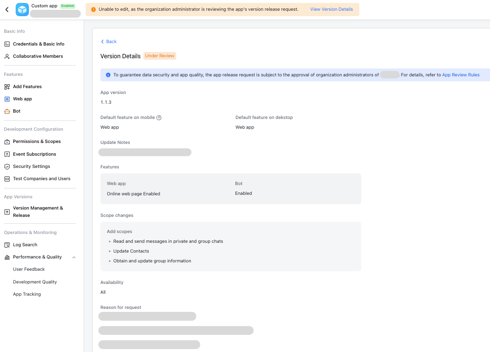 Guide for approval of custom app releases