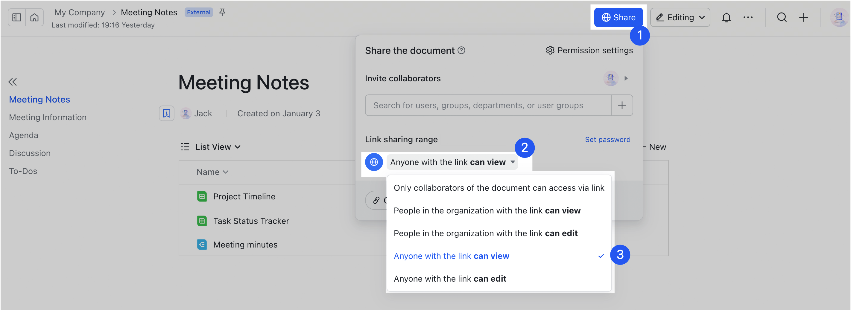 Share documents or folders with external users