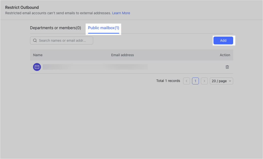 Admin | Restrict email sending to external recipients
