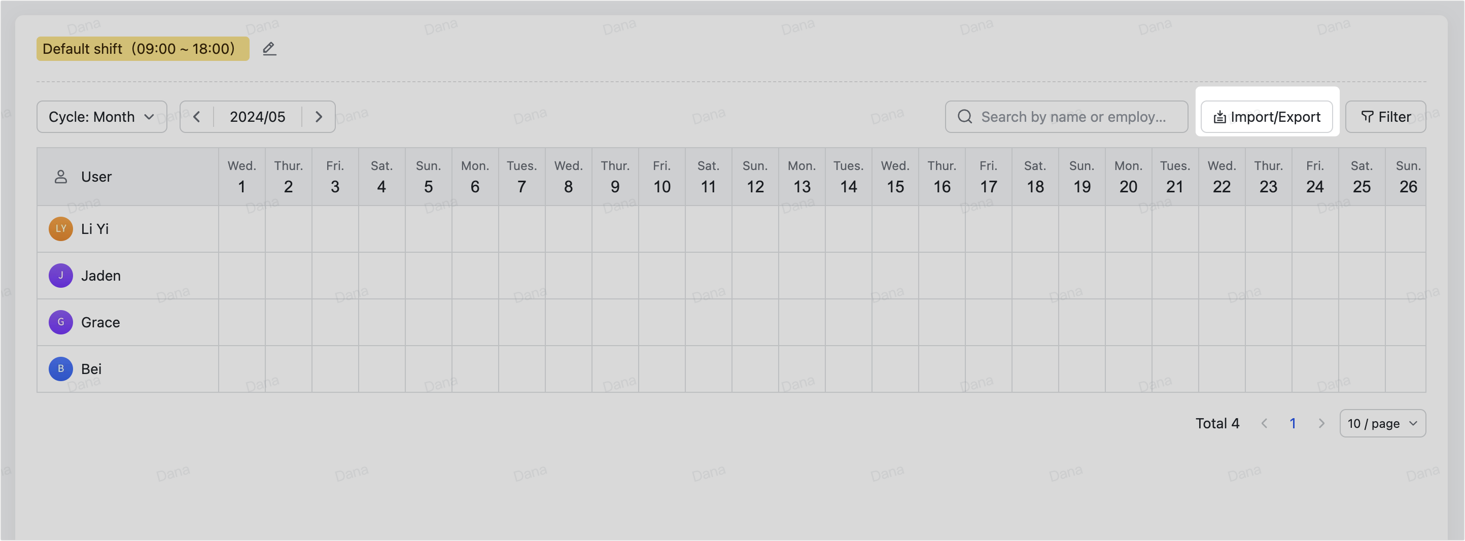 Admin | Set rotating off days
