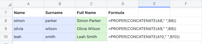 PROPER function for Sheets