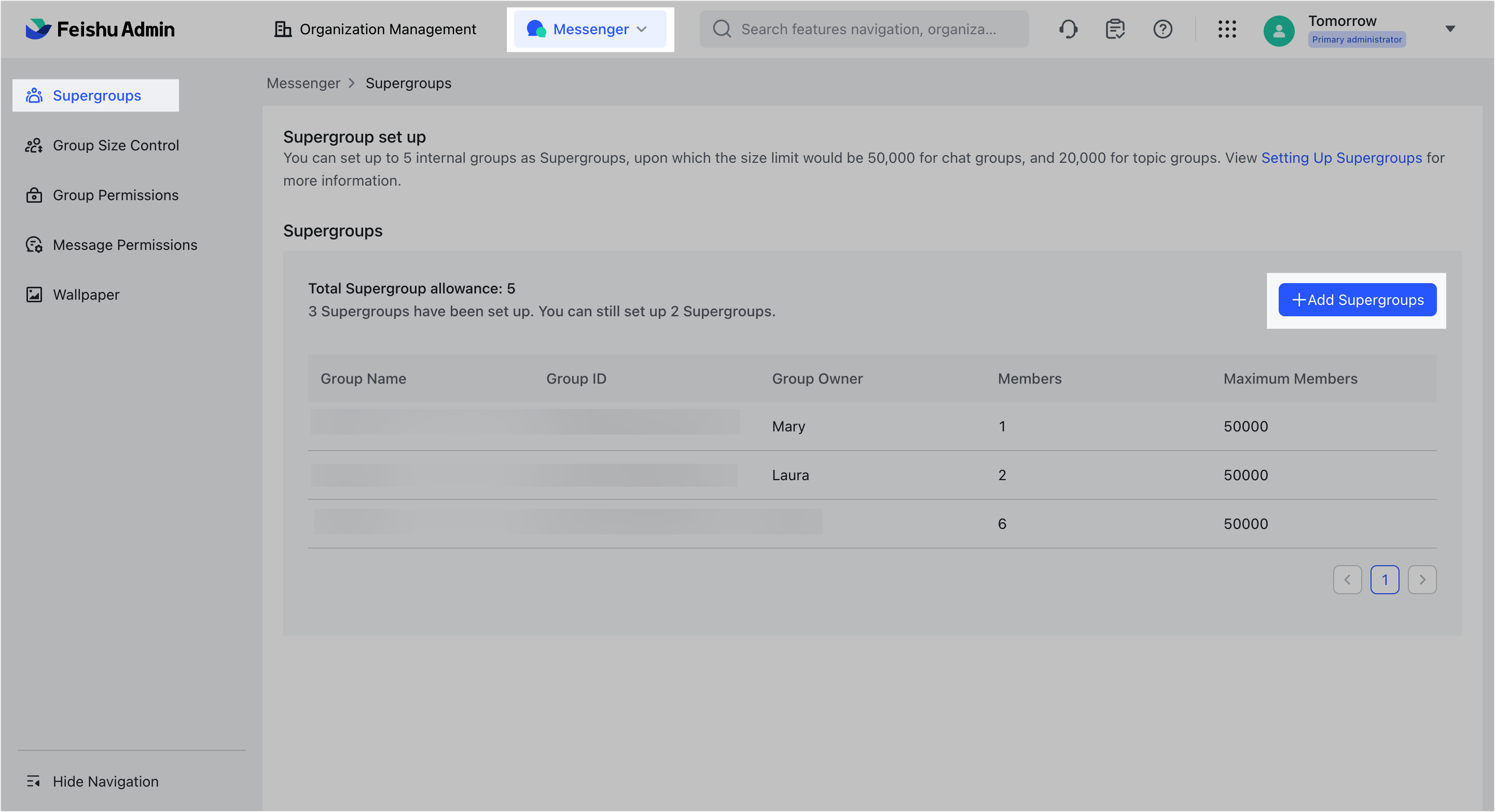 Admin | Create a supergroup