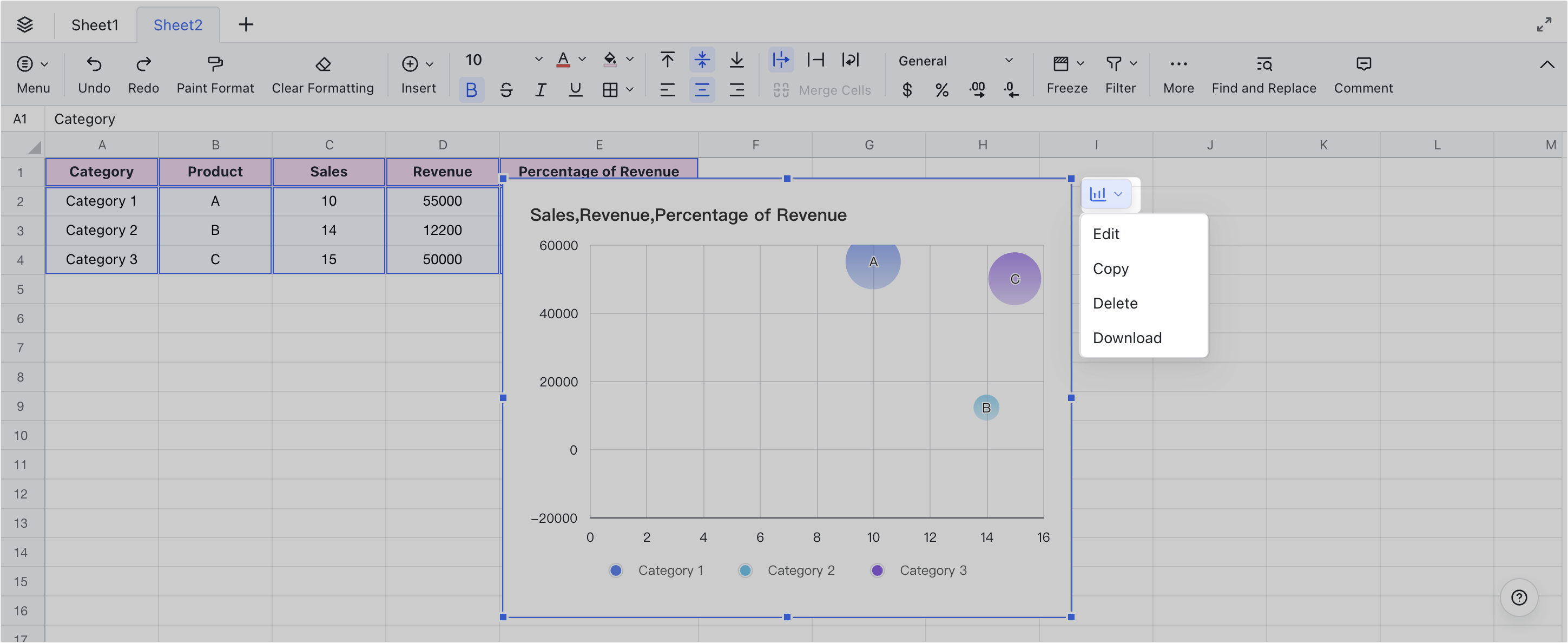 Use bubble charts in Sheets