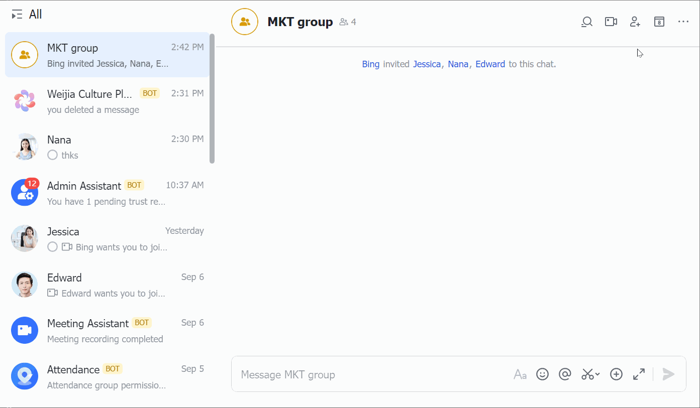View the availability of members of trusted parties