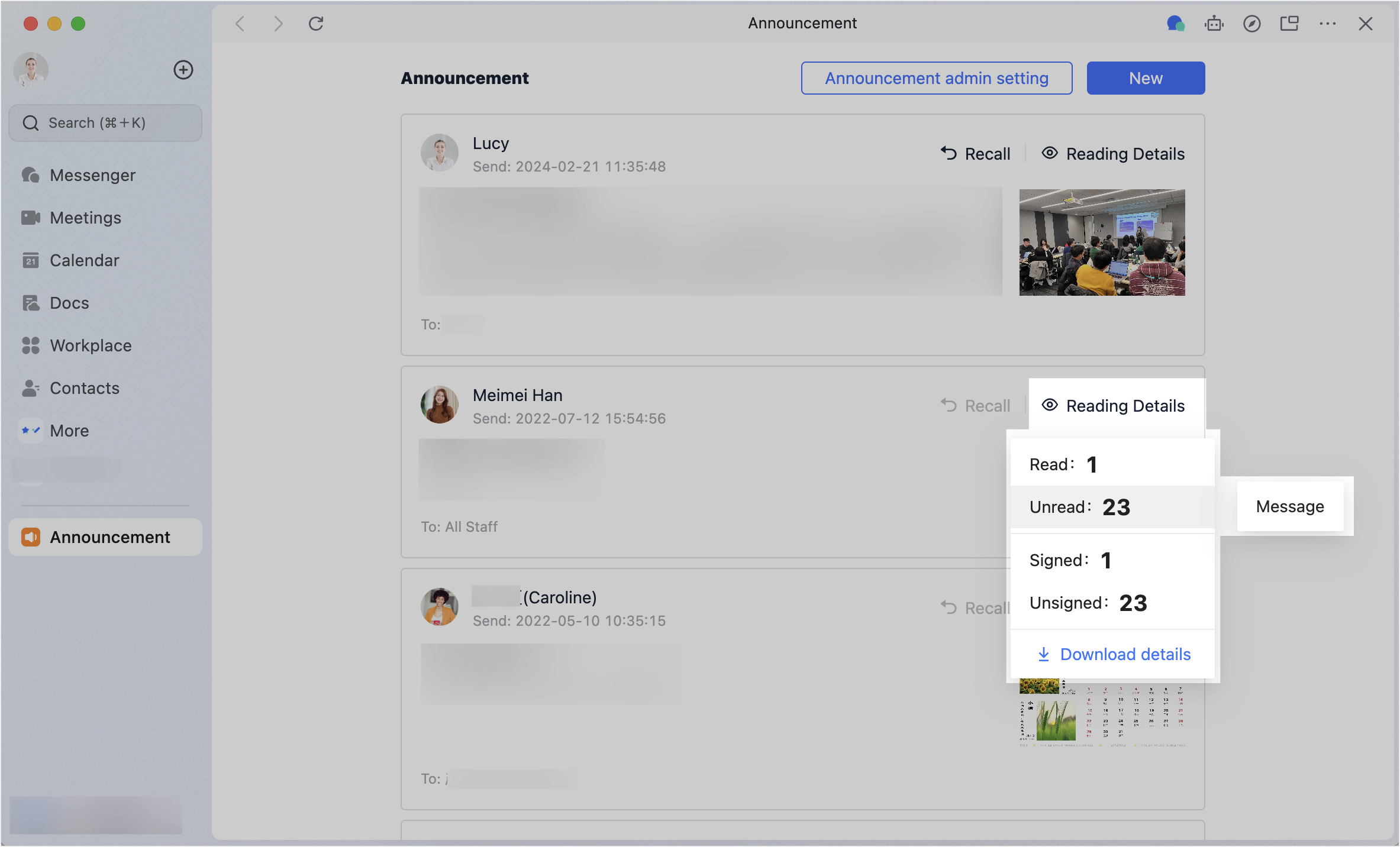 Use the Announcement app