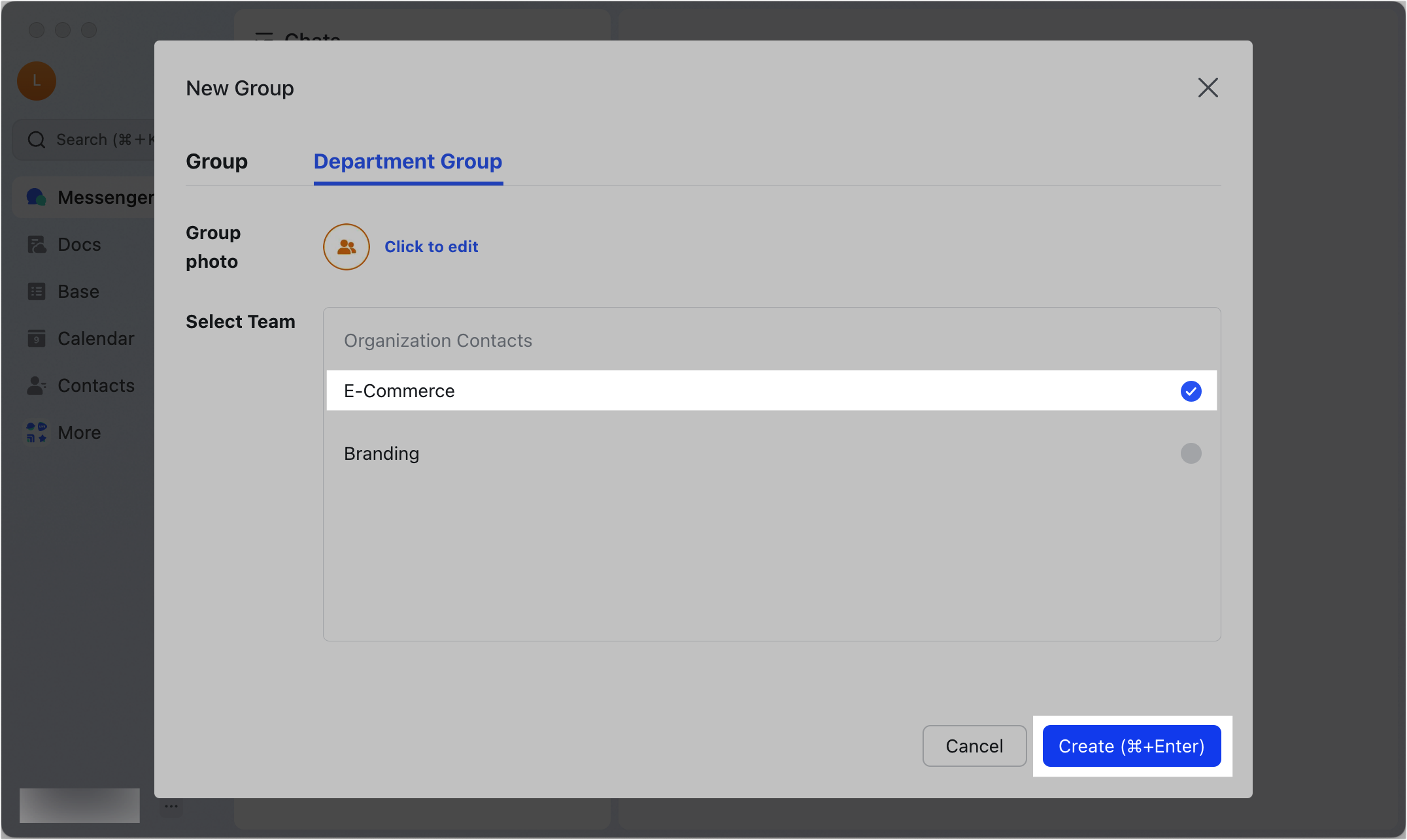 Create department groups