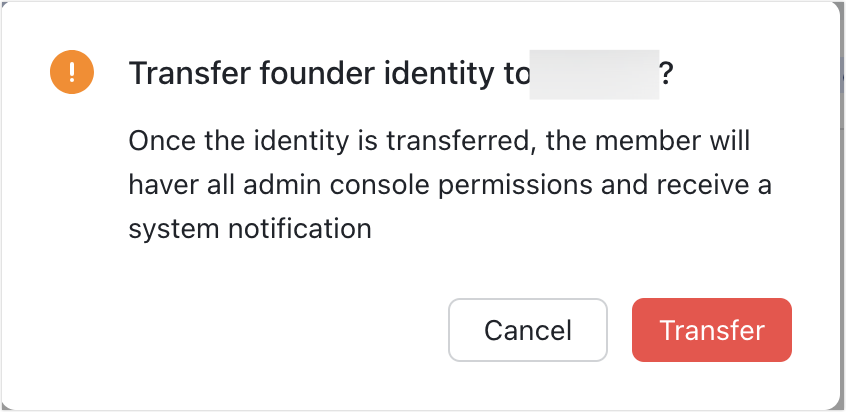 Admin | Transfer identity as an organization founder