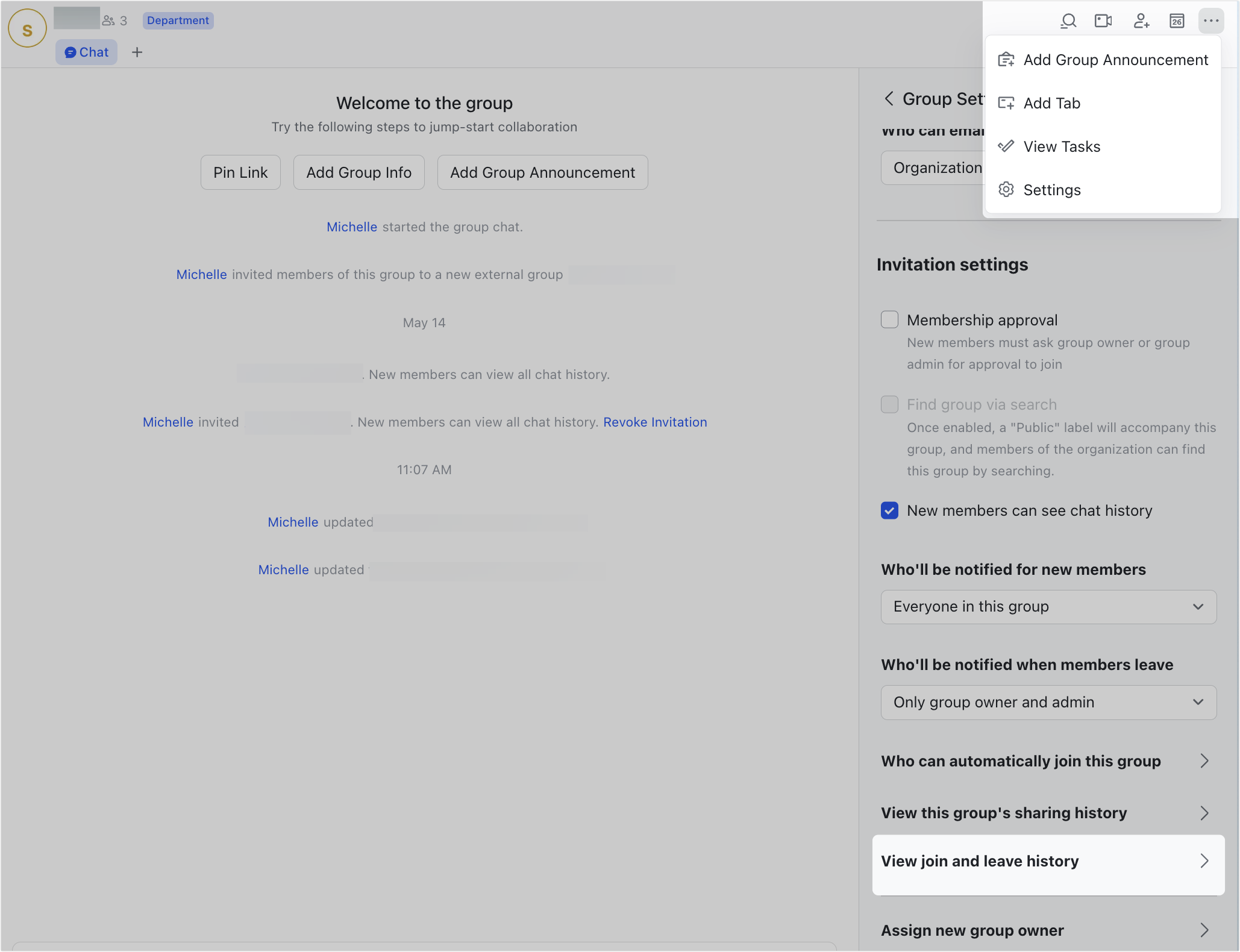 Create rules for department members to automatically join a group chat