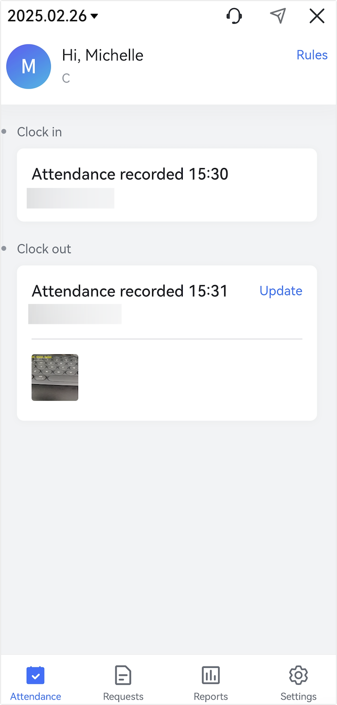 Clock in and out for work