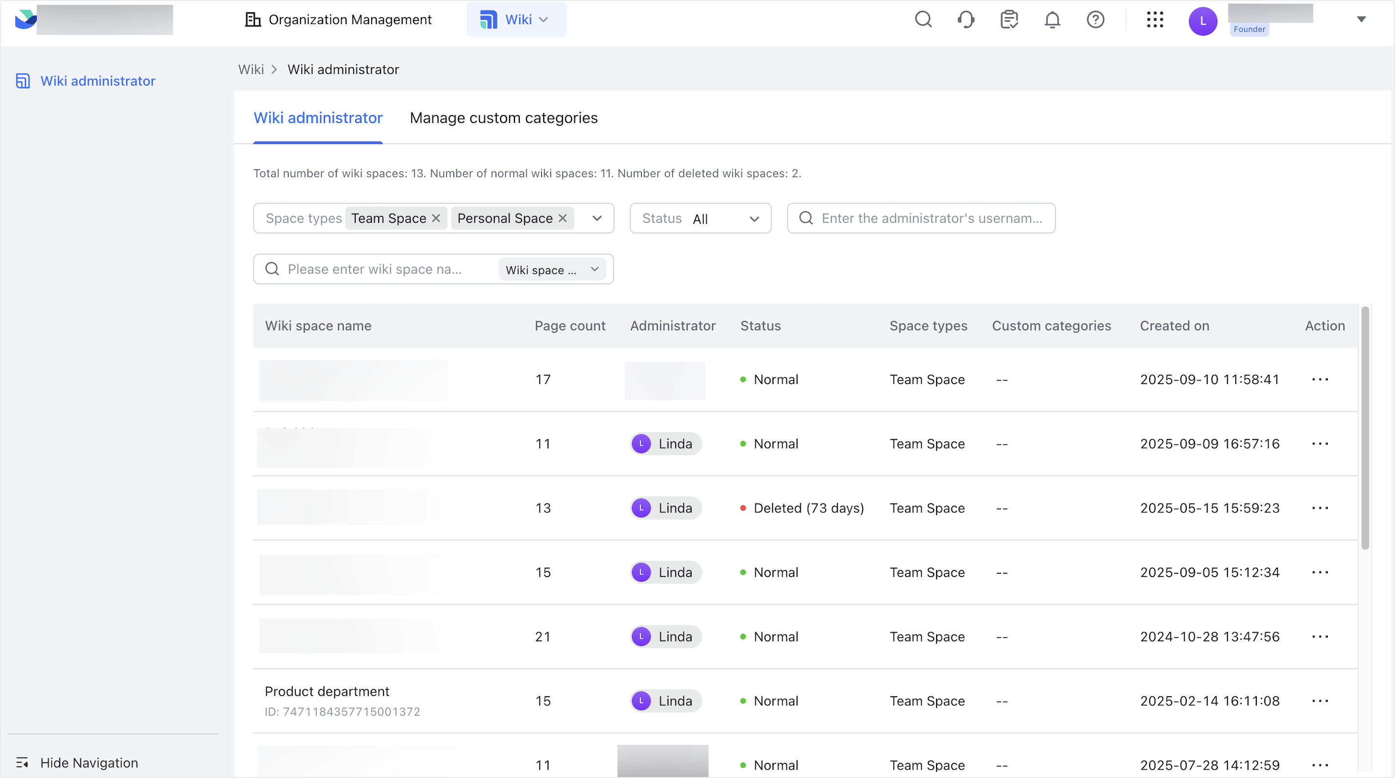 Admin | Get started with managing Wiki