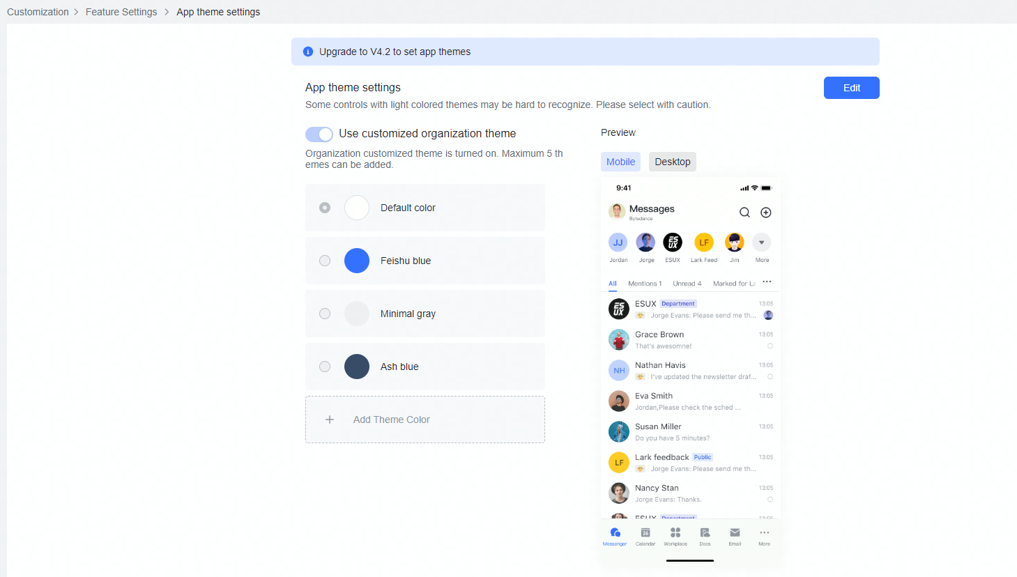Admin| Customize your app theme