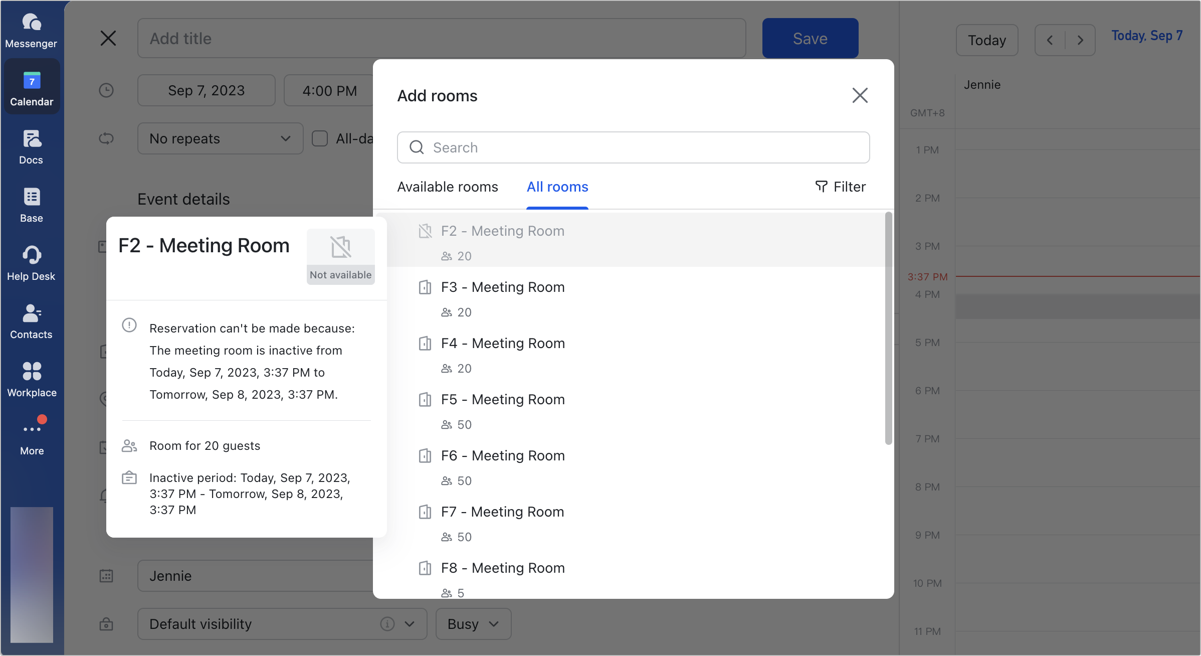 Deactivate meeting rooms