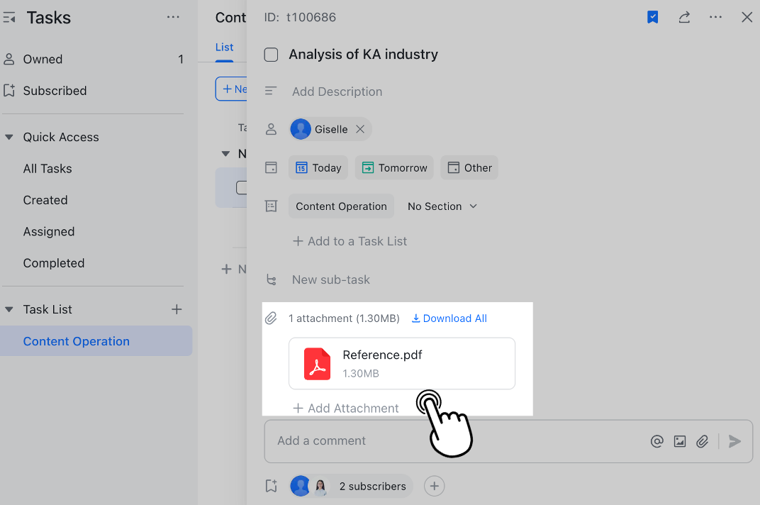 Add attachments to a task