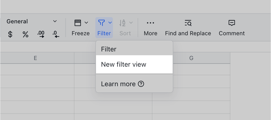 Use Filter View in Sheets