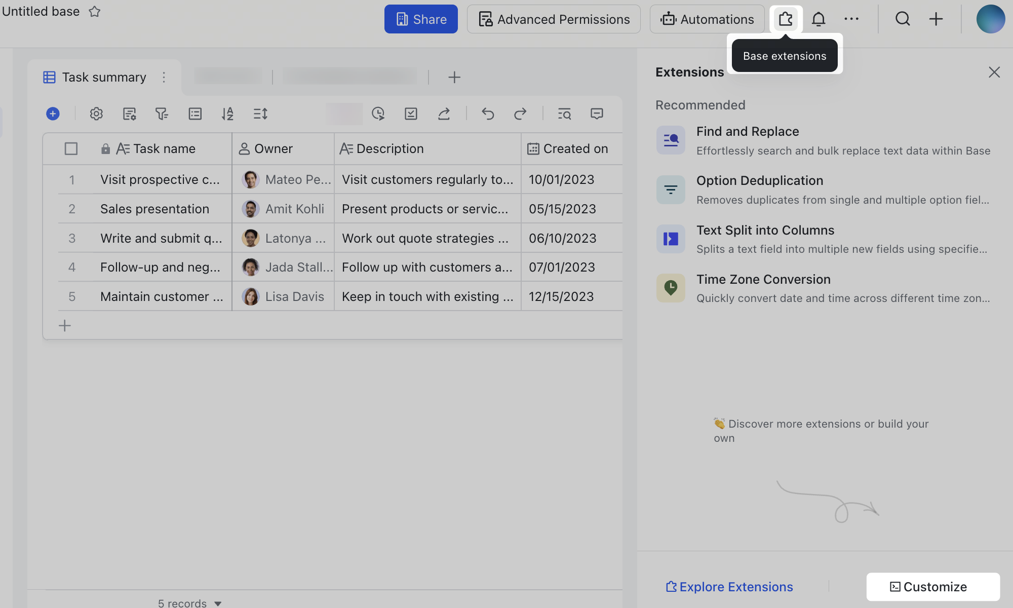 Use extensions in Base